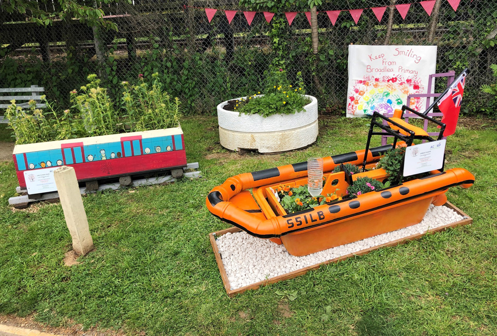 Train Shaped Flower Bed
