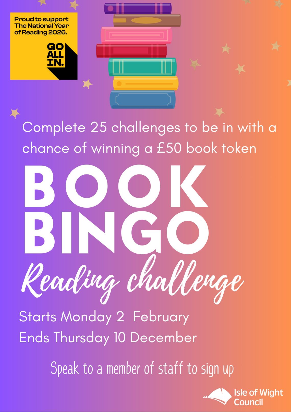 BOOK BINGO RETURNS AS ISLE OF WIGHT LIBRARIES CELEBRATE NATIONAL YEAR ...